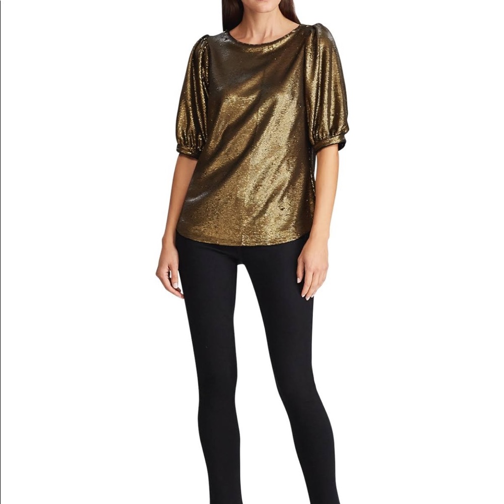 Lauren Ralph Lauren Sequined Metallic Top - Gem